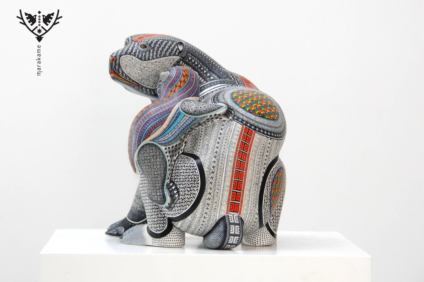 Alebrije - Oso con bebé - Arte Huichol - Marakame