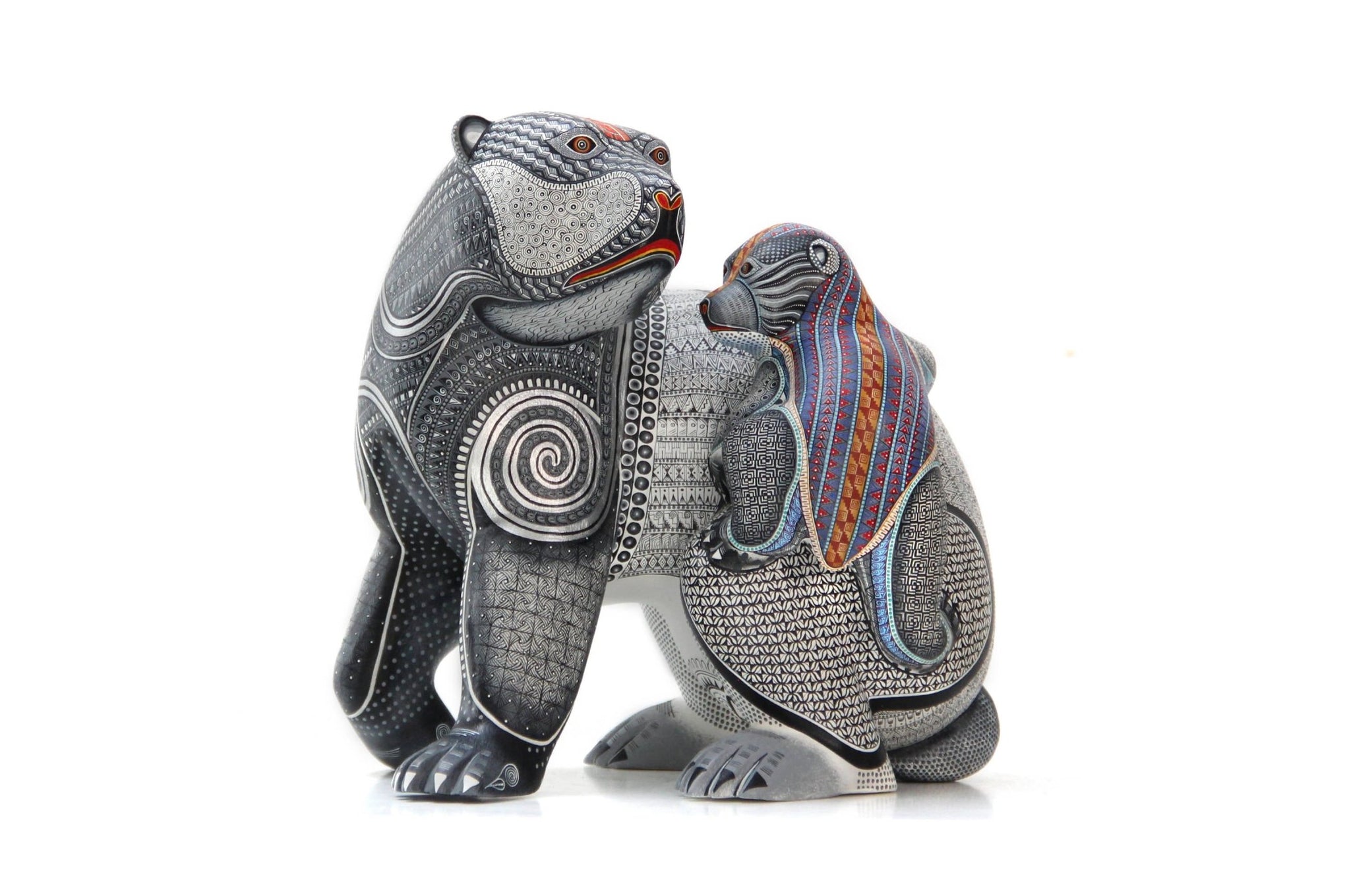 Alebrije - Oso con bebé - Arte Huichol - Marakame