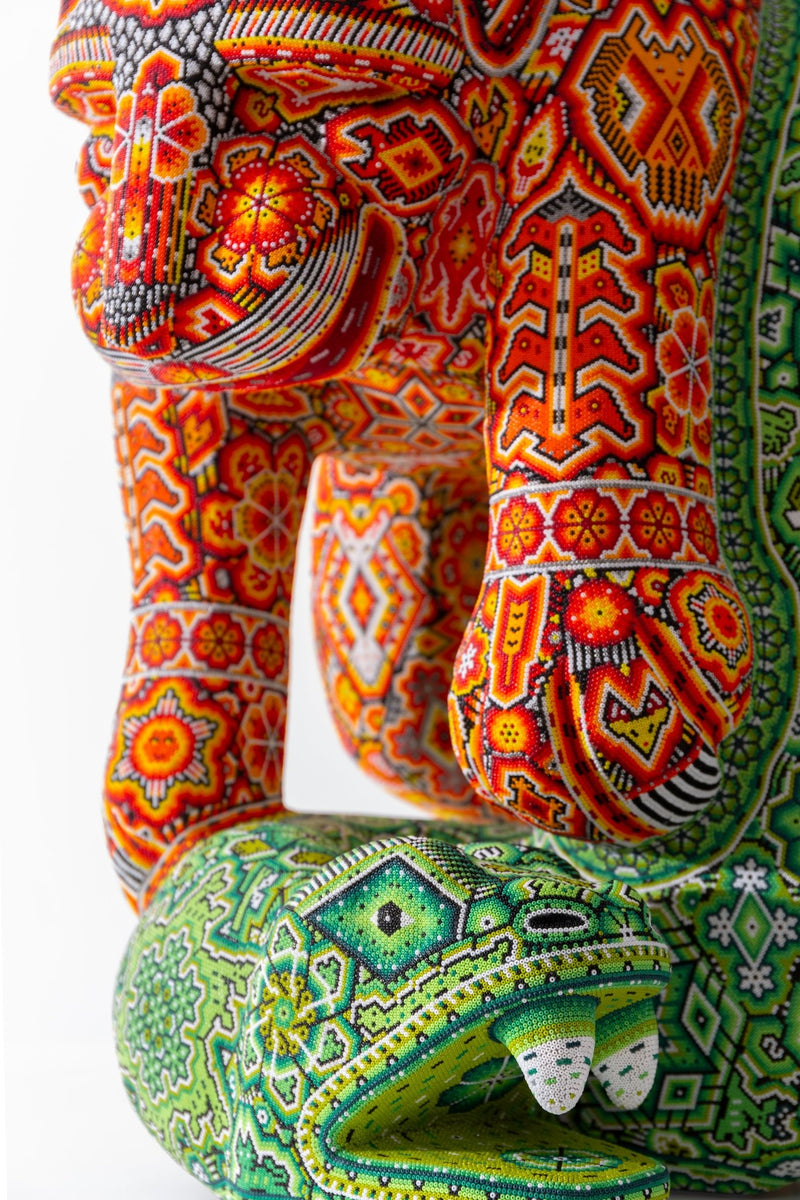 Escultura Arte Huichol - Jaguar alado con serpiente - Tatewari - Arte ...